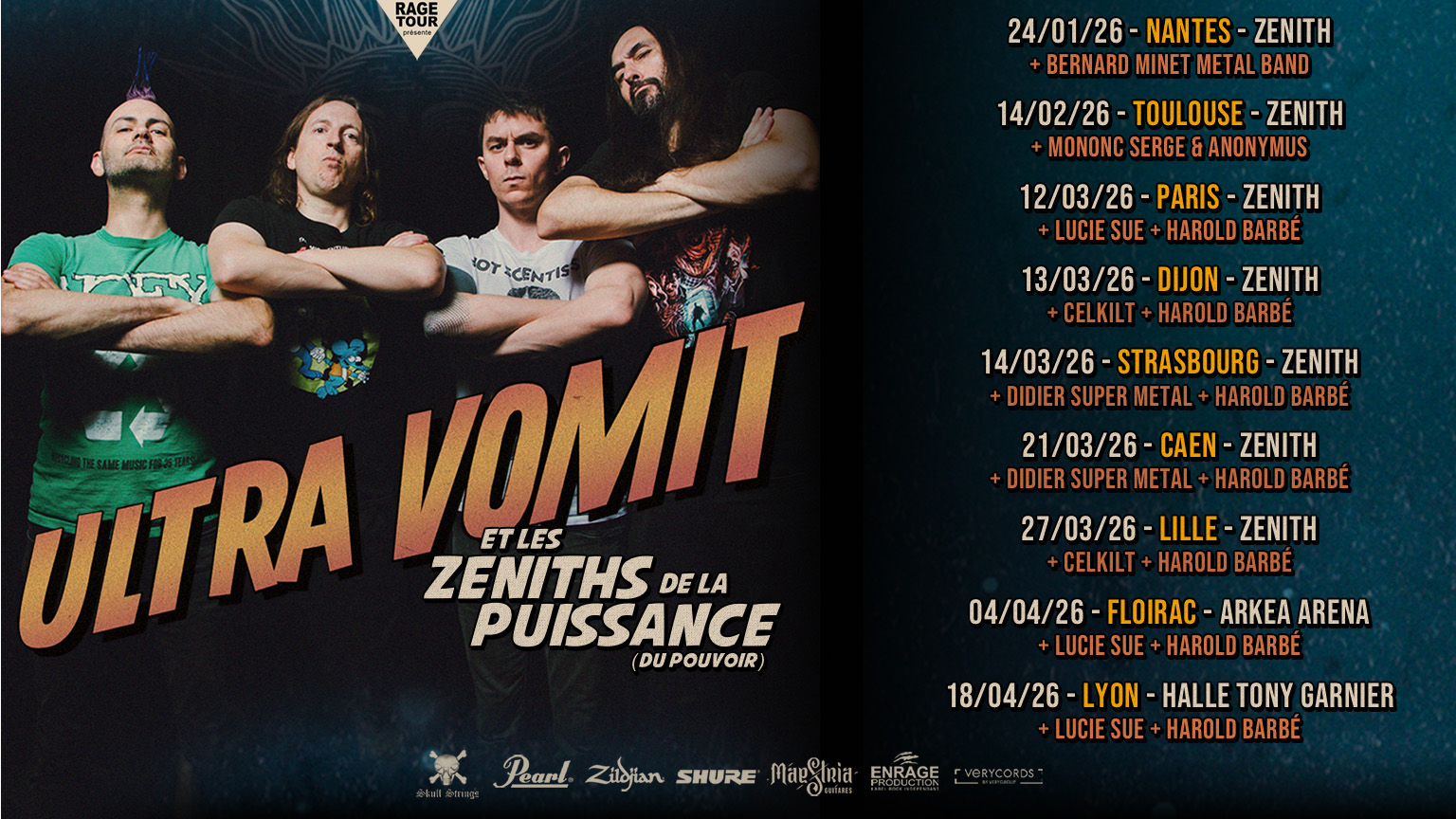 Ultra Vomit annonce les premières parties de sa tournée des Zenith ...